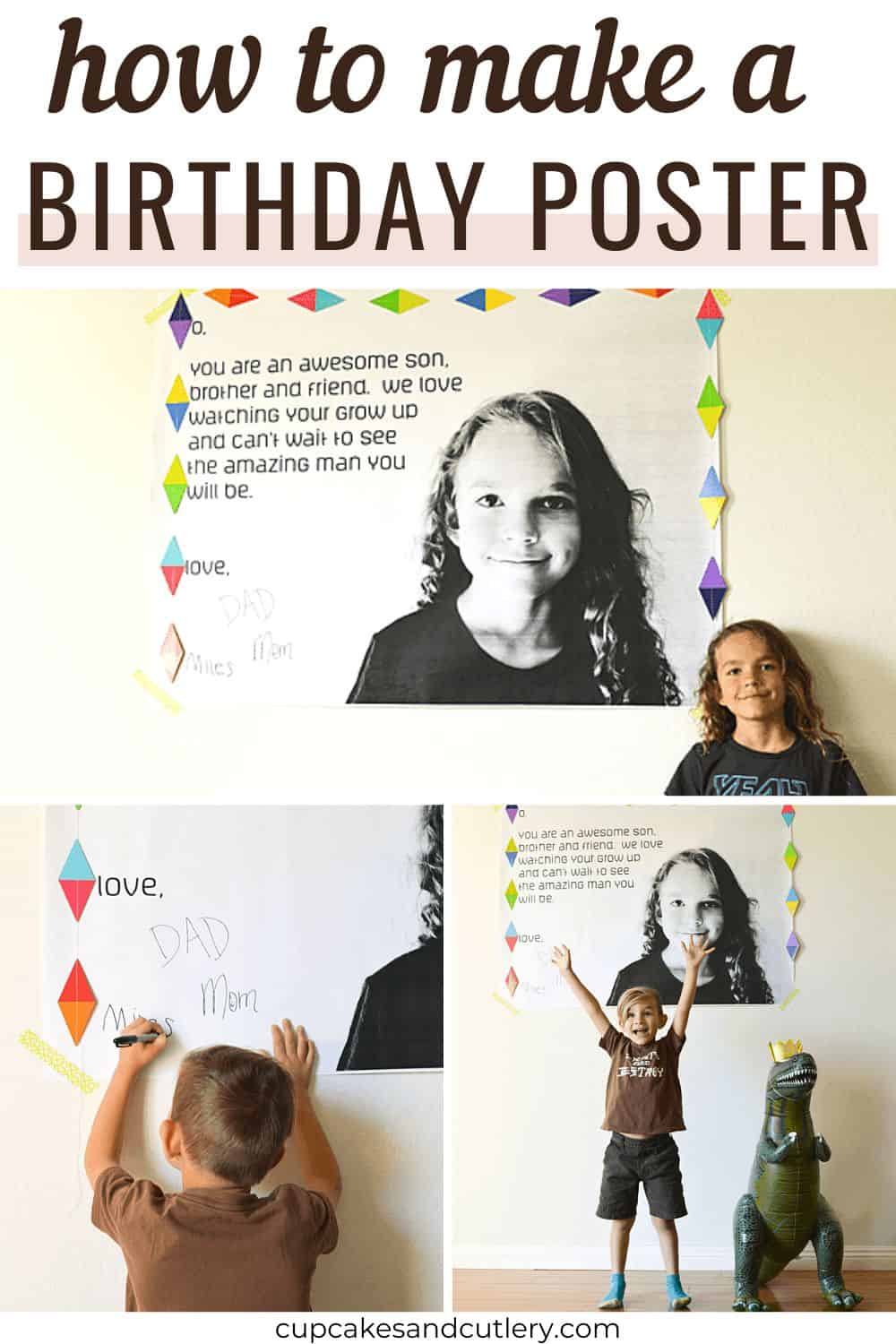 DIY Homemade Birthday Poster with Photo Idea - Cupcakes and Cutlery