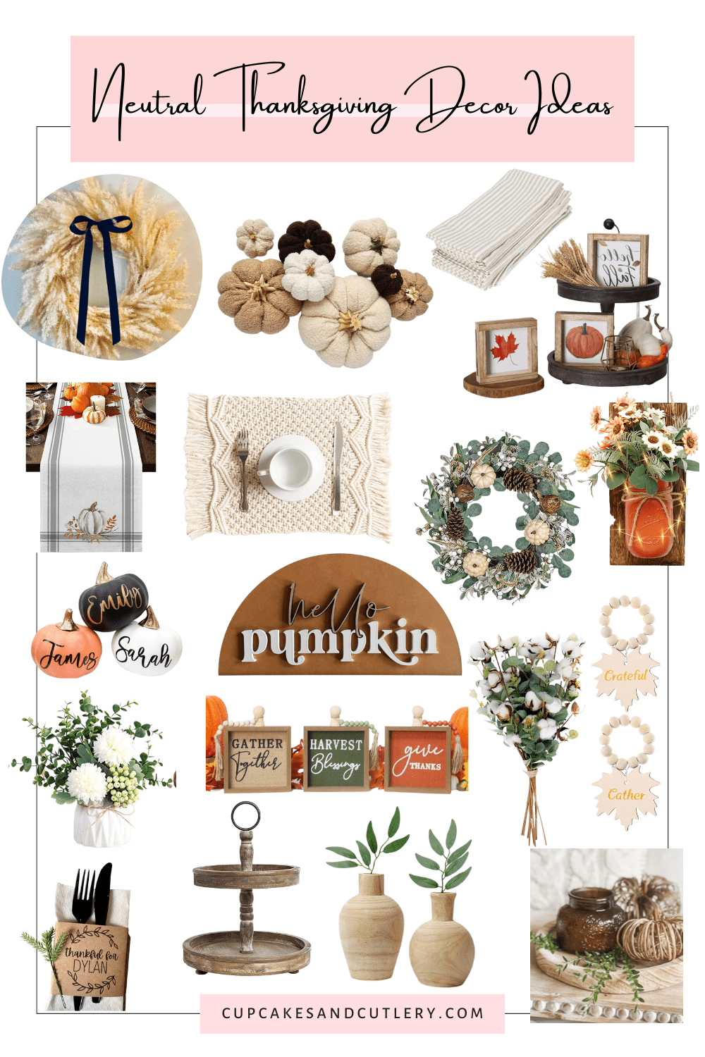 Neutral Thanksgiving Decor for Your Home - Cupcakes and Cutlery