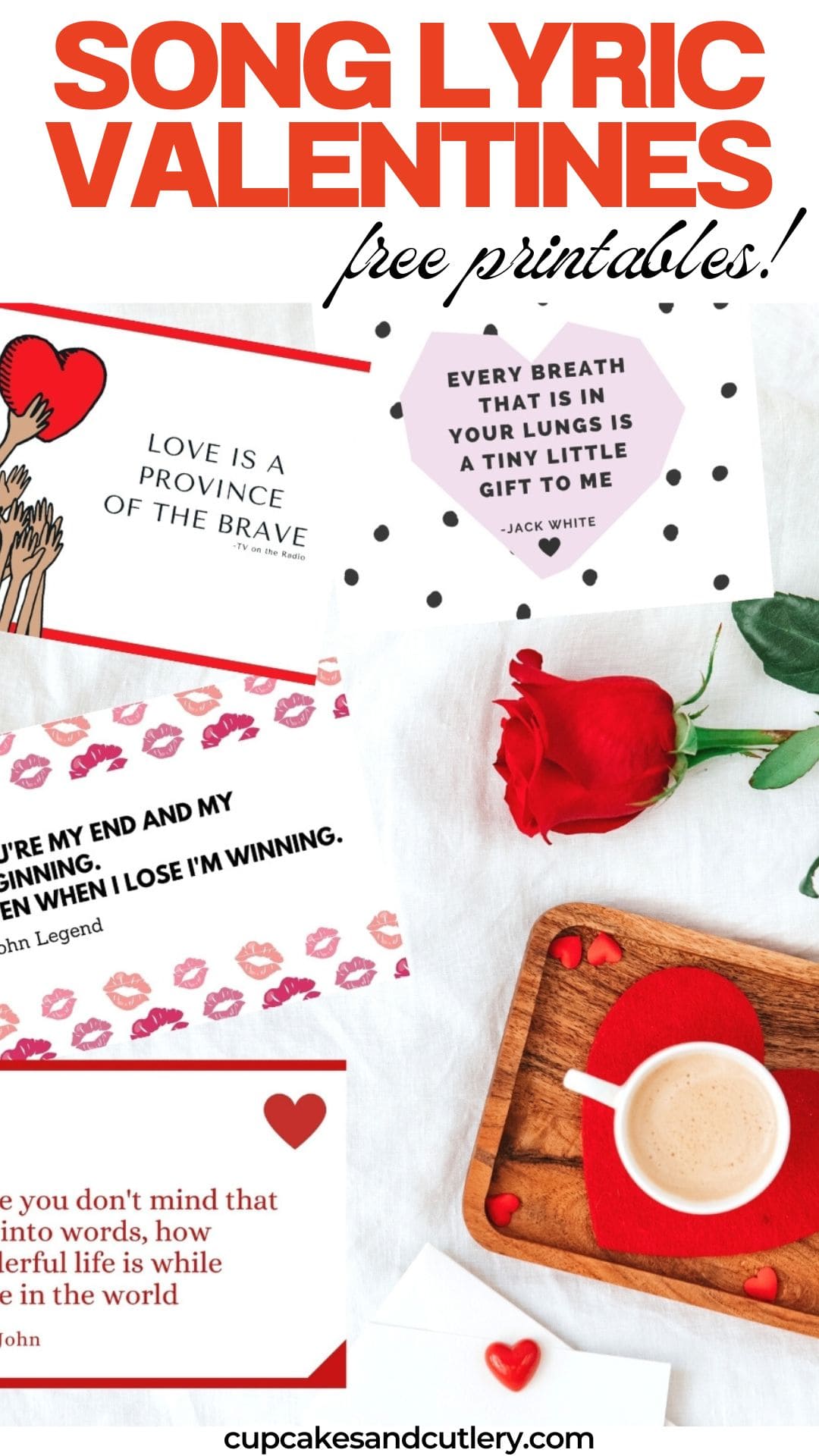 Free Printable Valentines Cards with Song Lyrics - Cupcakes and Cutlery